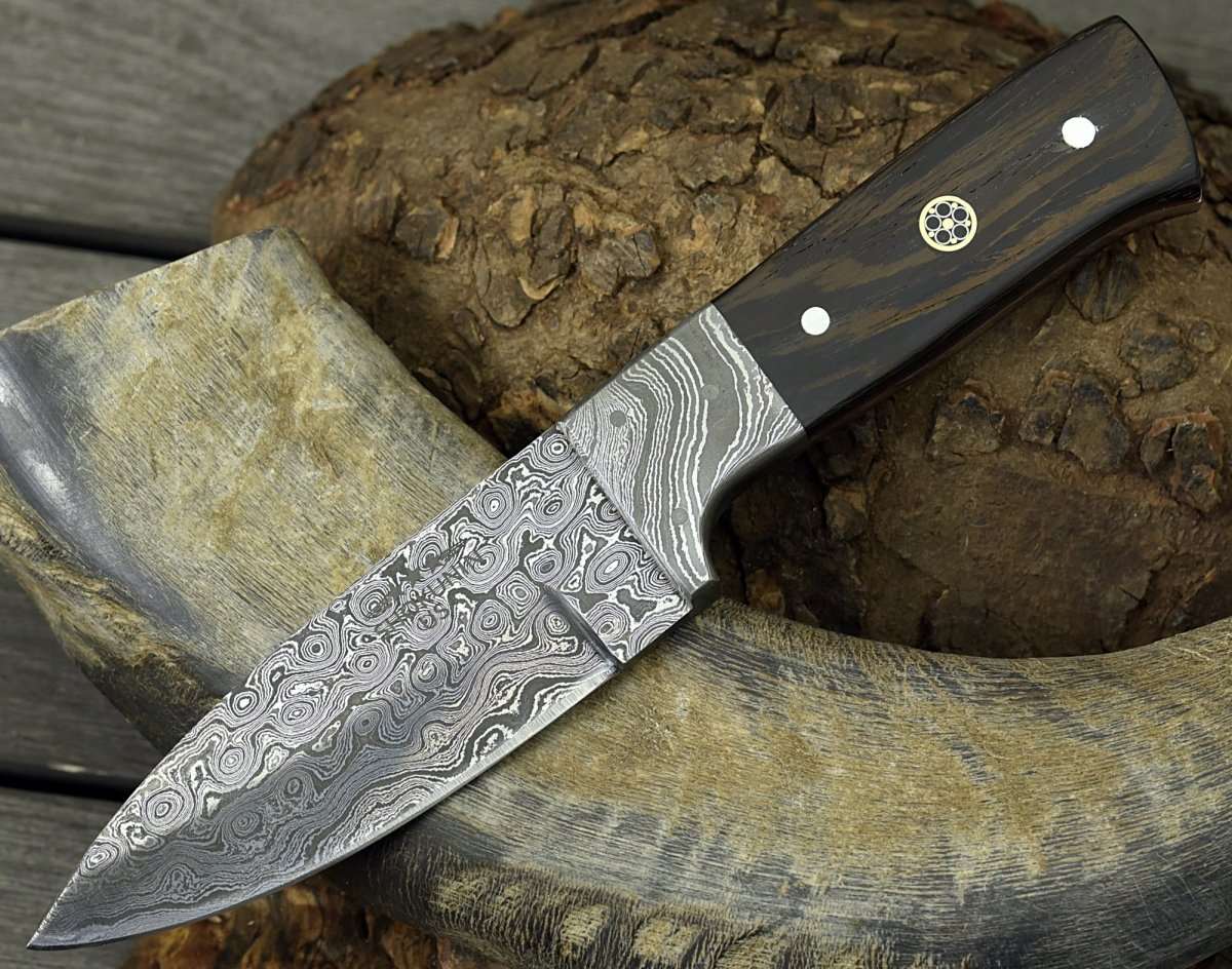 Karma Damascus Skinning Knife with Exotic Wenge Wood Handle – GTFOverland